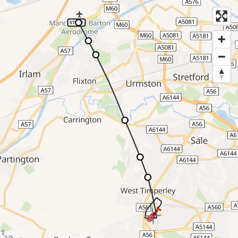Air Ambulance Helicopter on its way from Manchester Barton Aerodrome ...