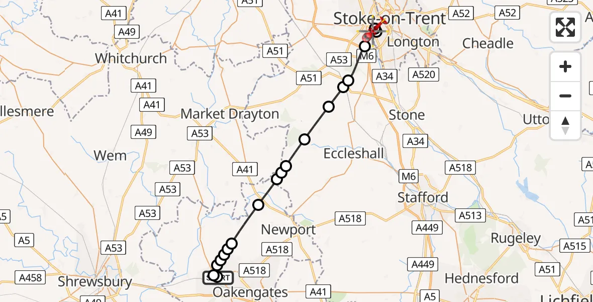 Air Ambulance Helicopter on its way from Princess Royal Telford ...